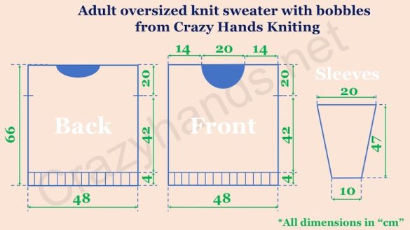 Oversized Knit Sweater Free Pattern with Bobbles · Crazy Hands