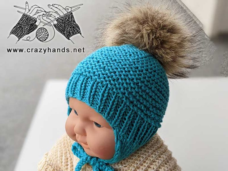Knit Newborn Baby Cap with Earflaps Free Pattern · Crazy Hands