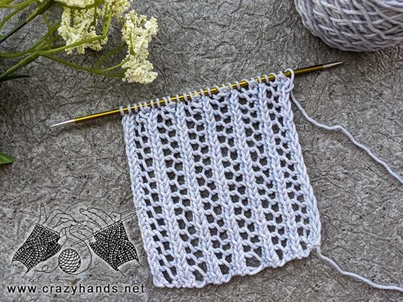 Free Lace Knit Single Row Stitch Pattern · Crazy Hands