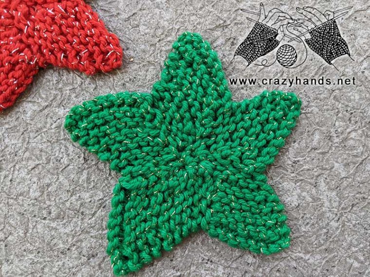 Free Knit 5-Point Star Pattern (Flat & 3D Stars) · Crazy Hands