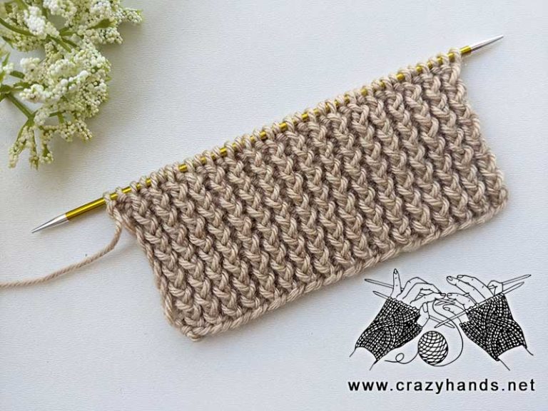 Free Knit Twisted Rib Stitch Pattern · Crazy Hands