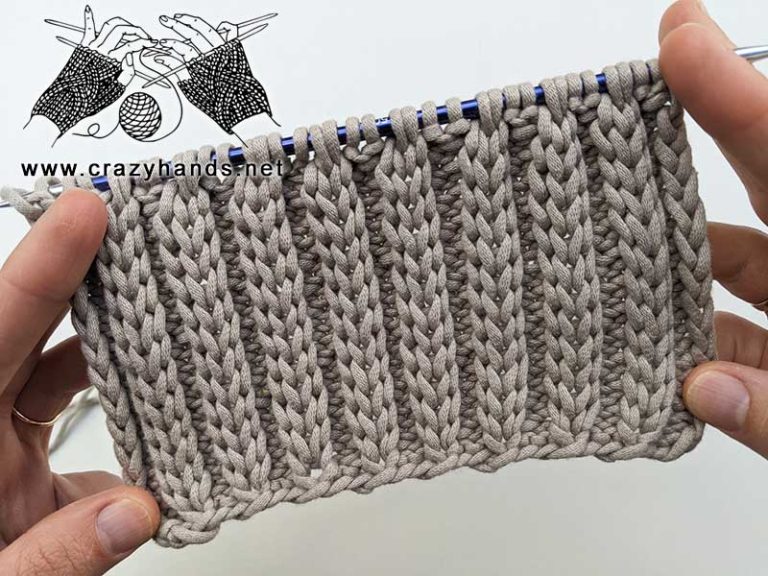 Free Knit Fancy Ribbing Pattern in Rows and in Rounds · Crazy Hands
